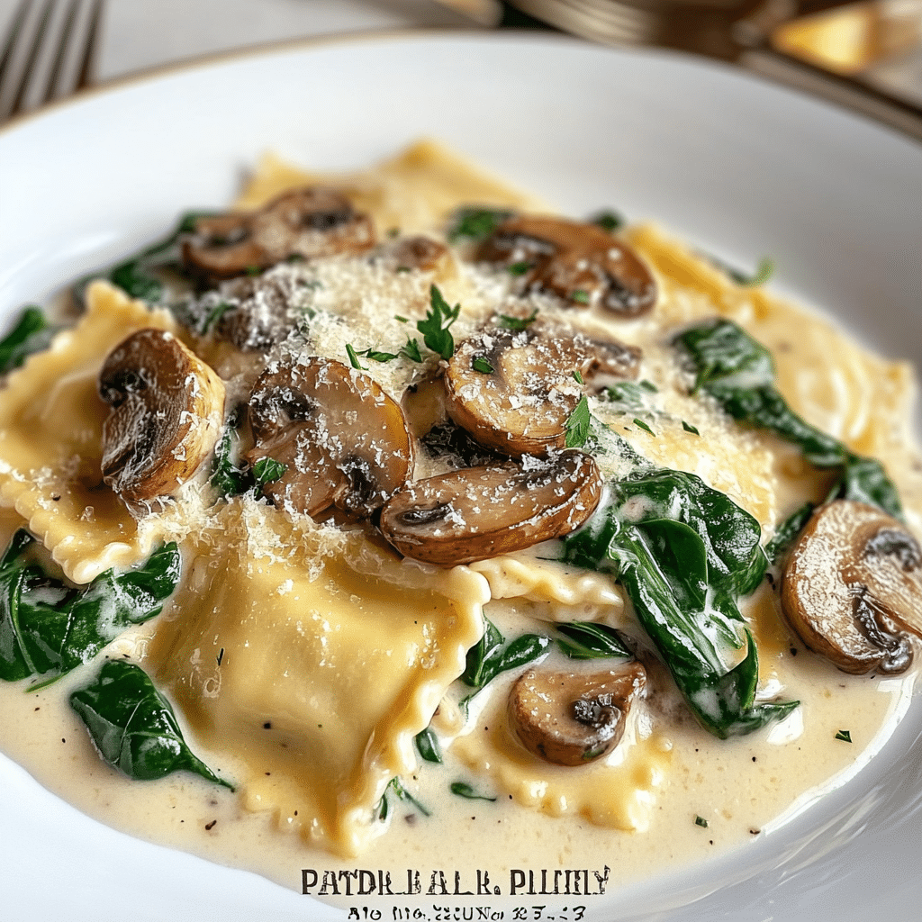 Spinach and Mushroom Alfredo Ravioli - Infinityrecipes
